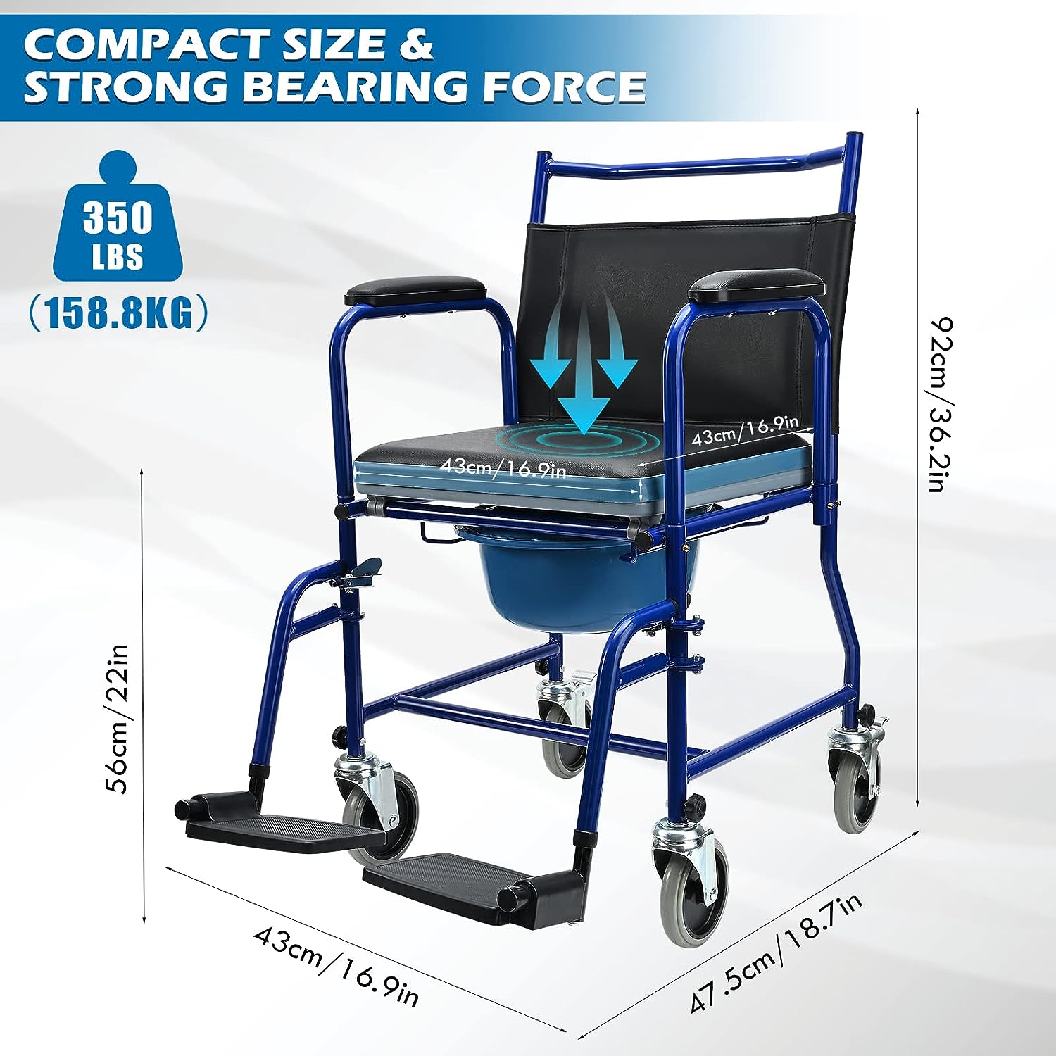 4 in 1 Bedside Commode Chair I Transport Shower Wheelchair I Rolling S ...