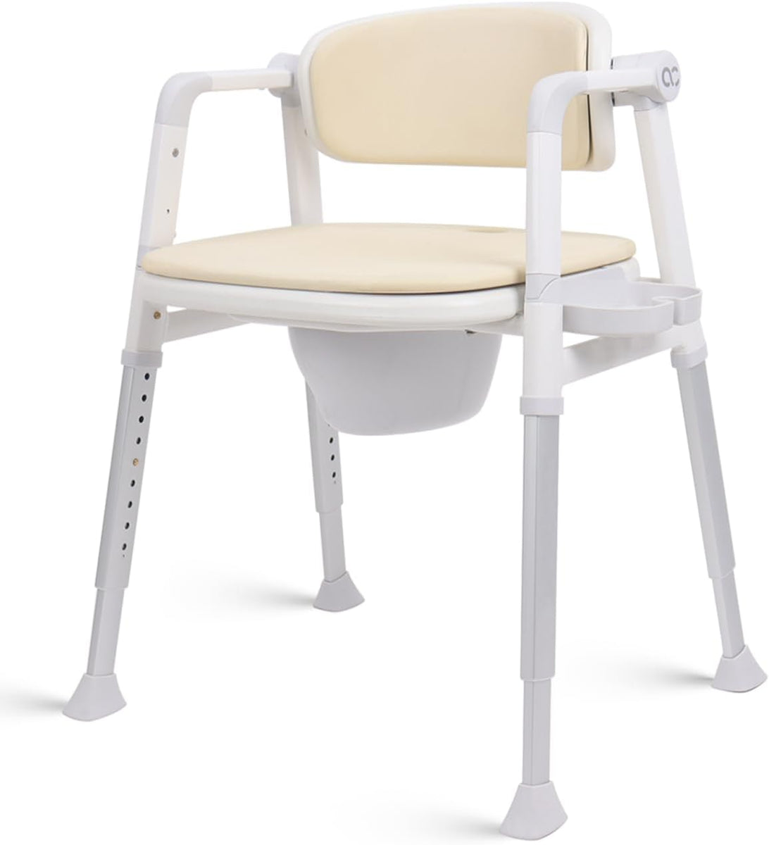Beige 3-in-1 Drop Arm Commode Chair – Padded Shower & Toilet Seat for ...