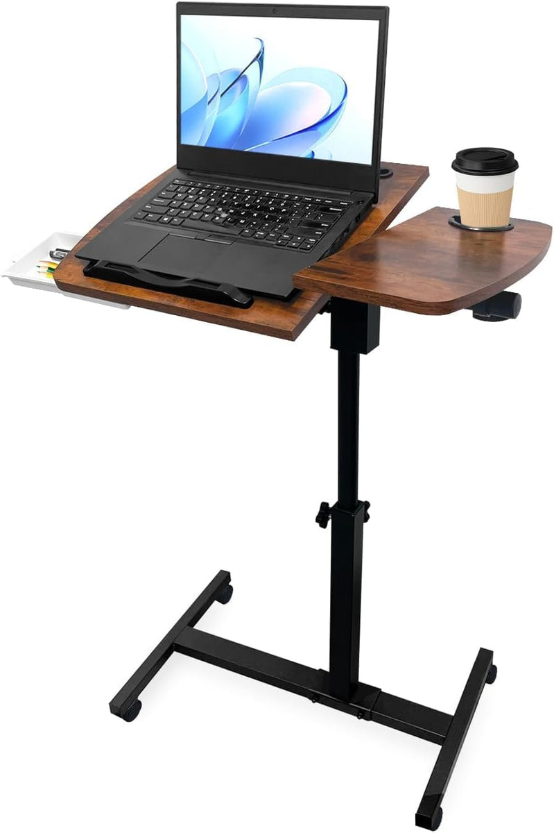 Adjustable Overbed Laptop Table with Tilt, Drawer & Wheels – Brown Mob ...