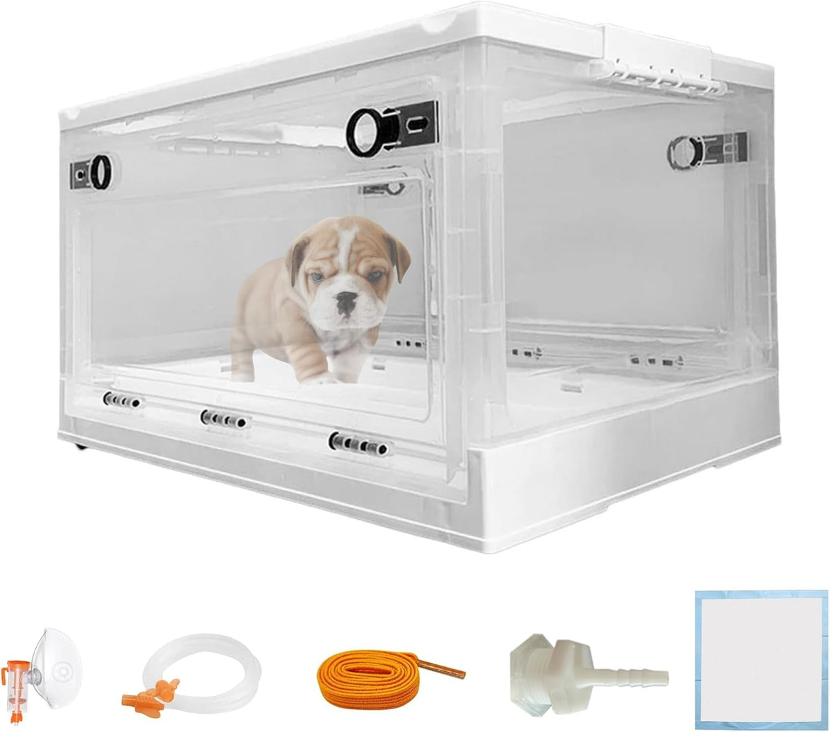 55L Folding Pet Oxygen Chamber with Wheels | Dog & Kitten Incubator Br – Meubon