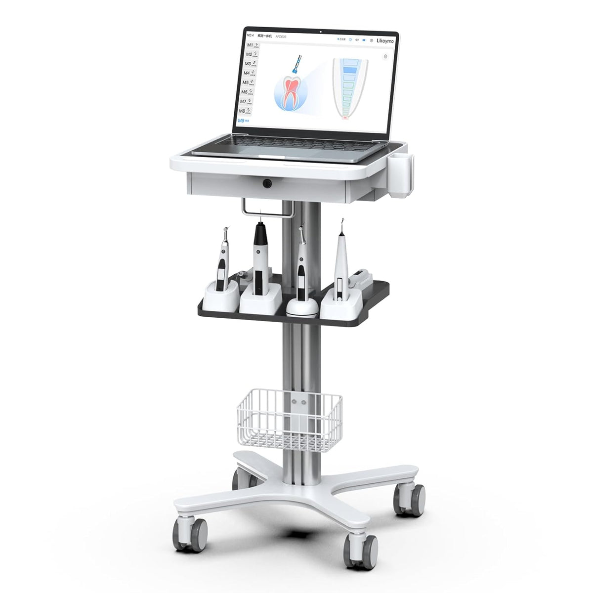 Medical Trolley Cart with Laptop Tray & Oral Scanner Holder for Clinic ...