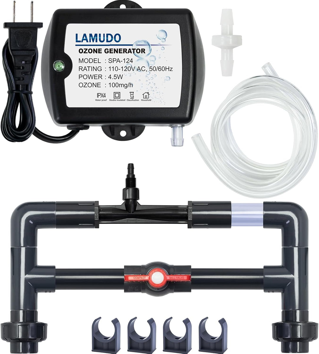 Ozone Venturi Injector Kit with SPA-124 Ozone Generator for Cold Plung ...