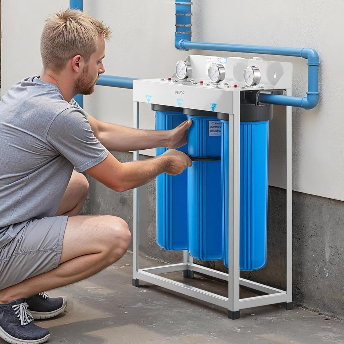 Whole House Water Filter System, 3-Stage | Sediment, KDF, CTO | 4.5" x ...