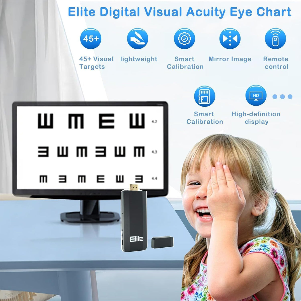 Optical Elite 4K Visual Acuity Eye Chart – Plug & Play Vision Tester ...