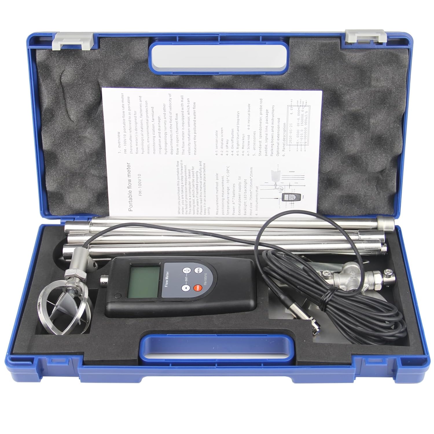 Portable Open Channel Flow Meter | Water Velocity Tester Gauge with 0 ...