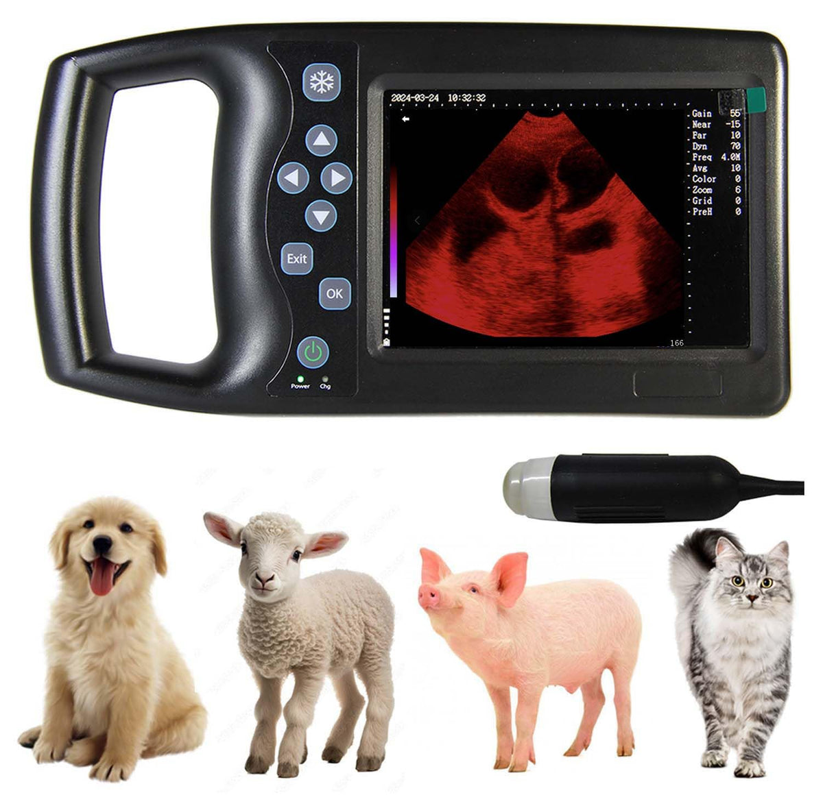 Portable Vet Ultrasound Machine - Handheld B-Ultra Sound Scanner with ...