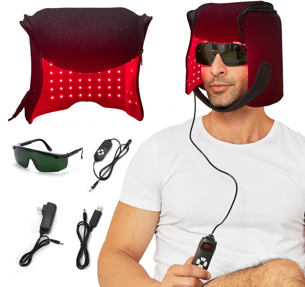 Red Light Therapy Hat for Head - Infrared Light with Timer & Adjustabl ...
