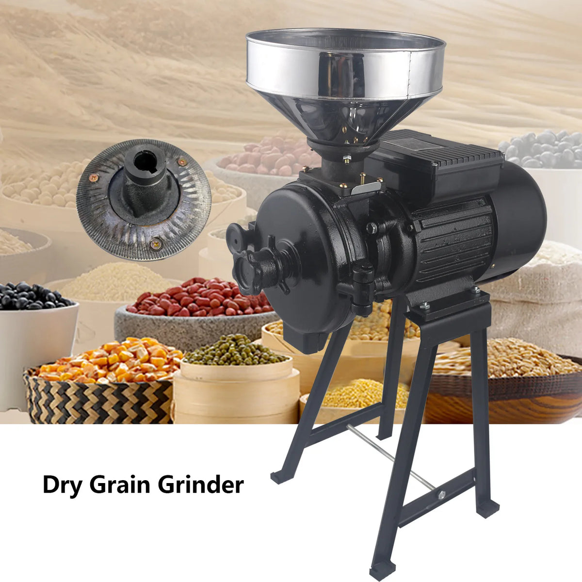 2200W Heavy Duty Electric Grain Mill Grinder – Feed Pulverizer Machine – Meubon