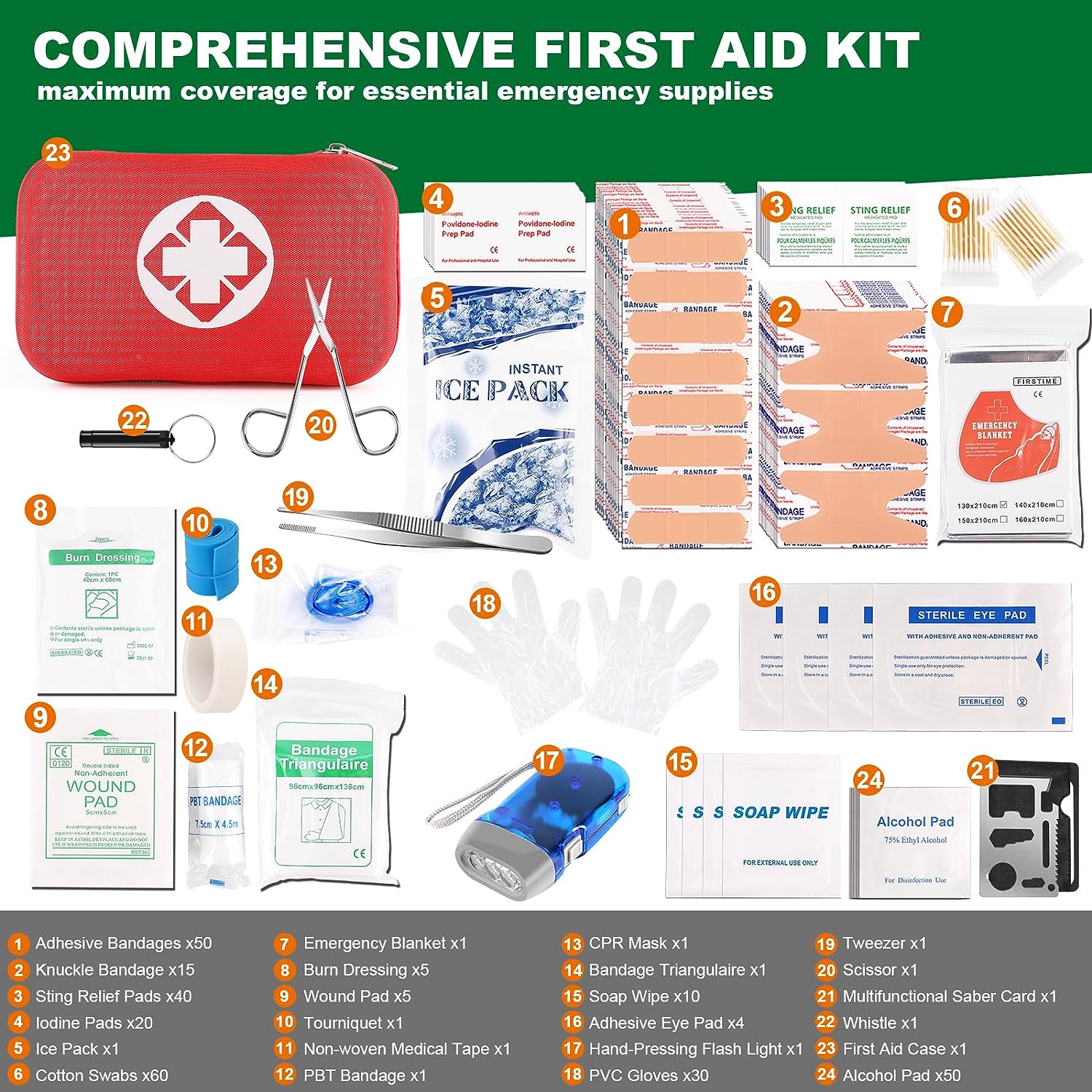 First Aid Kit I Trauma Kit with Essential Emergency Medical Supplies I ...