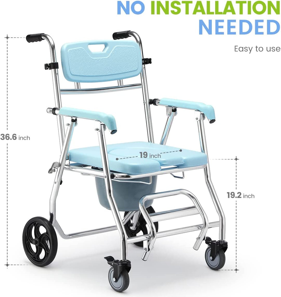 Folding Shower Commode Wheelchair I Beside Commode Chair Rolling Showe ...
