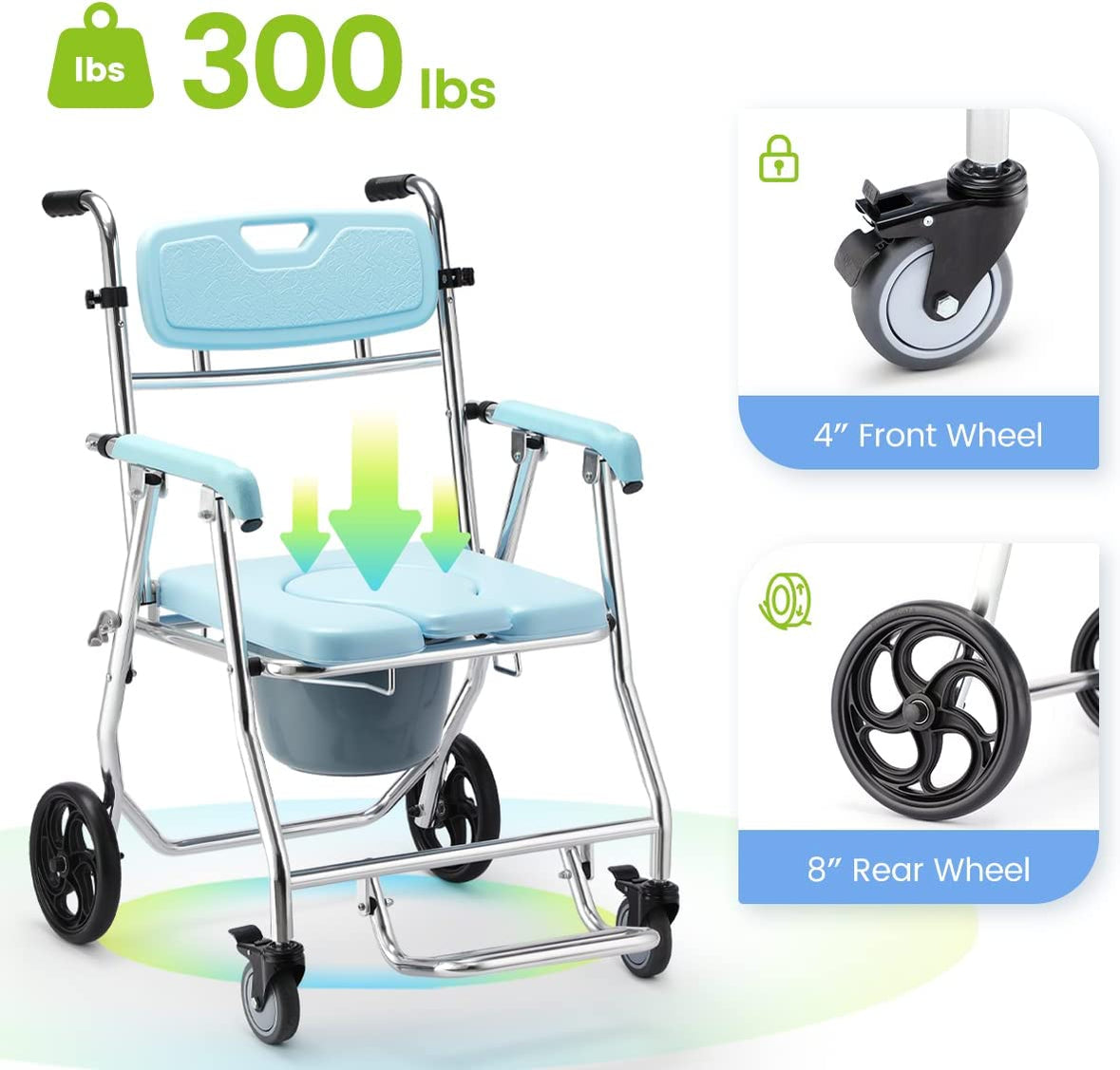 Folding Shower Commode Wheelchair I Beside Commode Chair Rolling Showe ...