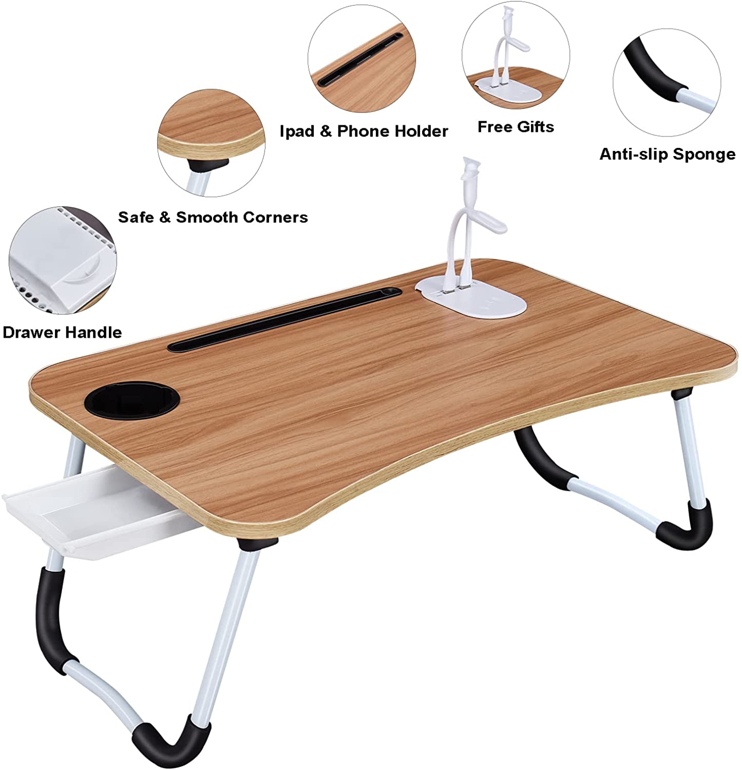 Lap Desk Laptop Bed Desk Portable Foldable Bed Table Tray Laptop Stand ...