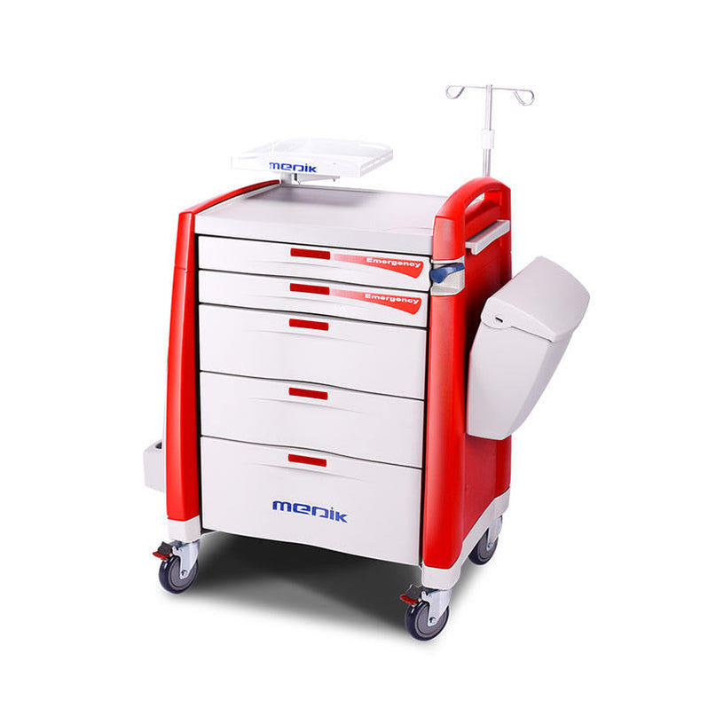 Medical Crash Cart Mobile Medical Emergency ABS Plastic Luxurious Trea ...
