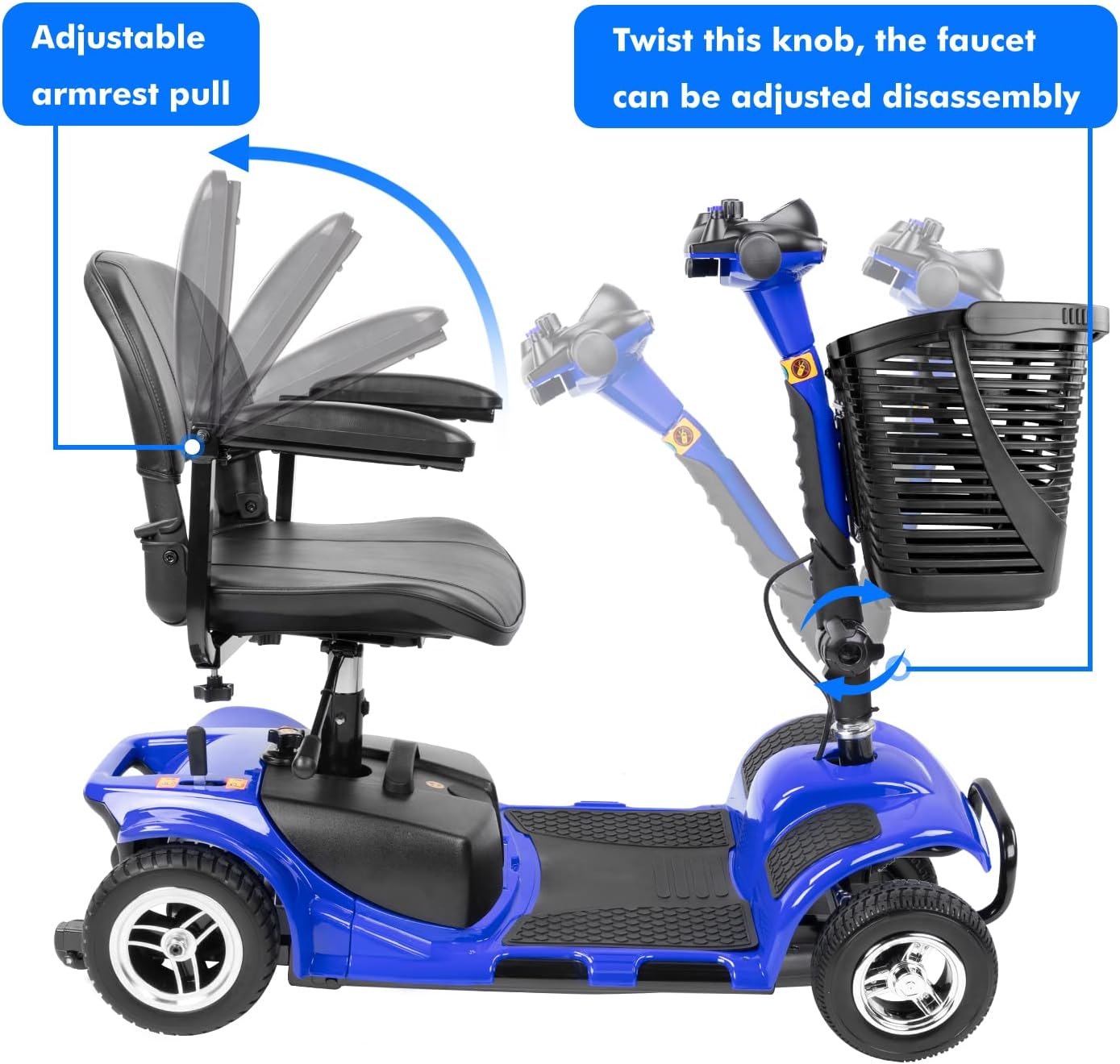 Meubon 4 Wheel Mobility Scooter Electric Power Mobile Wheelchair for S