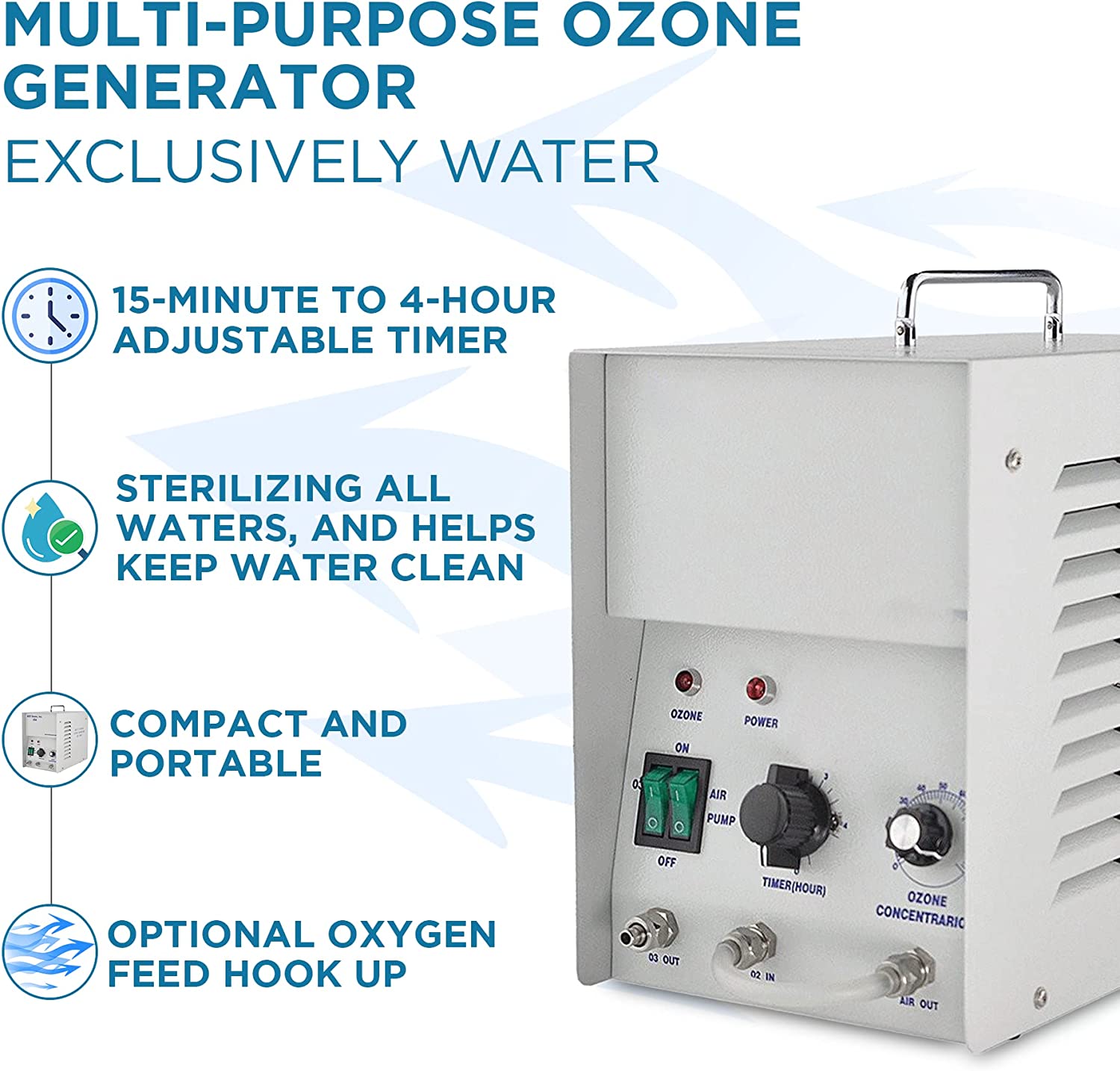 Ozone Generator I 8000mg/hr Capacity with Optional Oxygen Hook-up I Su ...