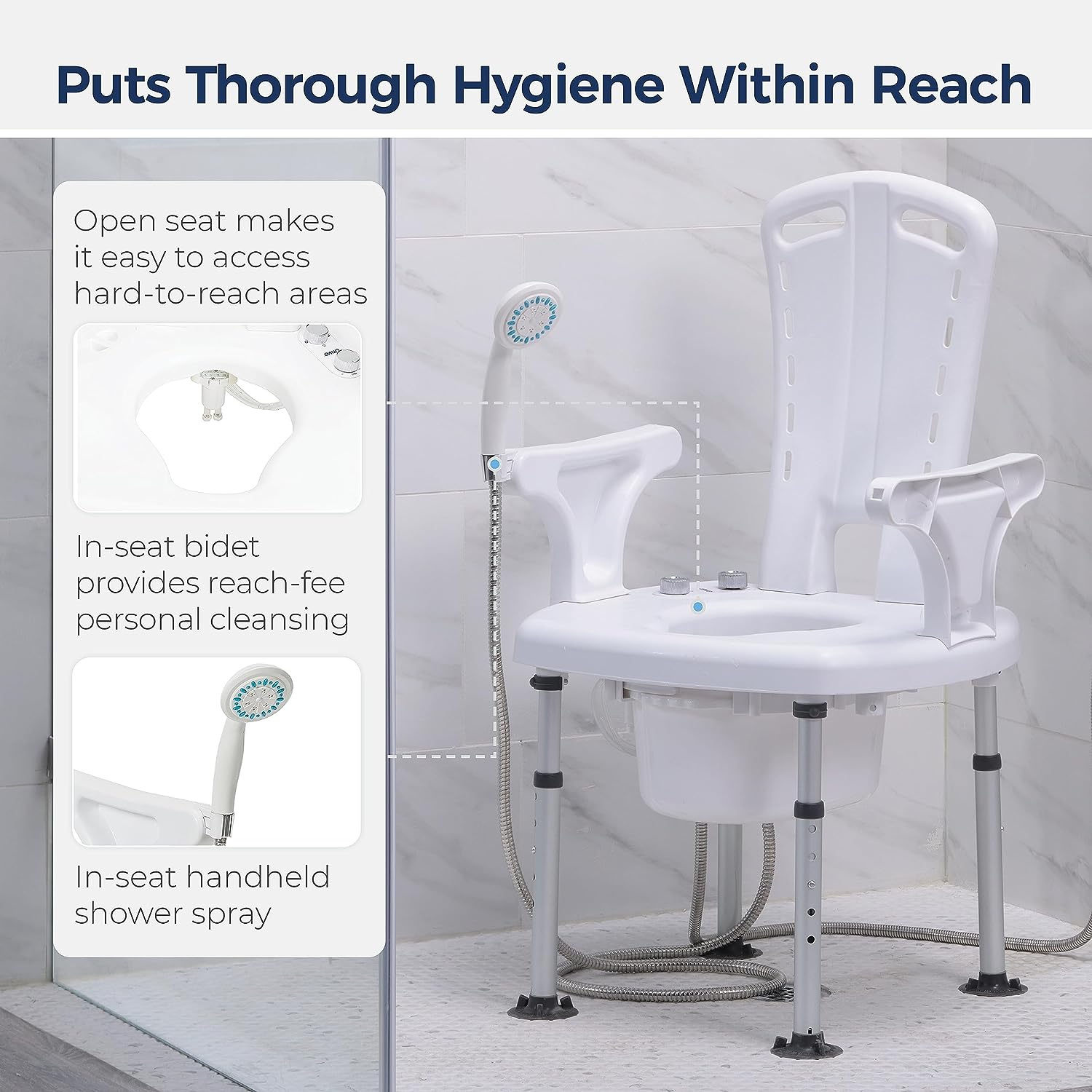 Premium Shower Chair I Bathing System with Bidet I Tub Chair with Cuto ...