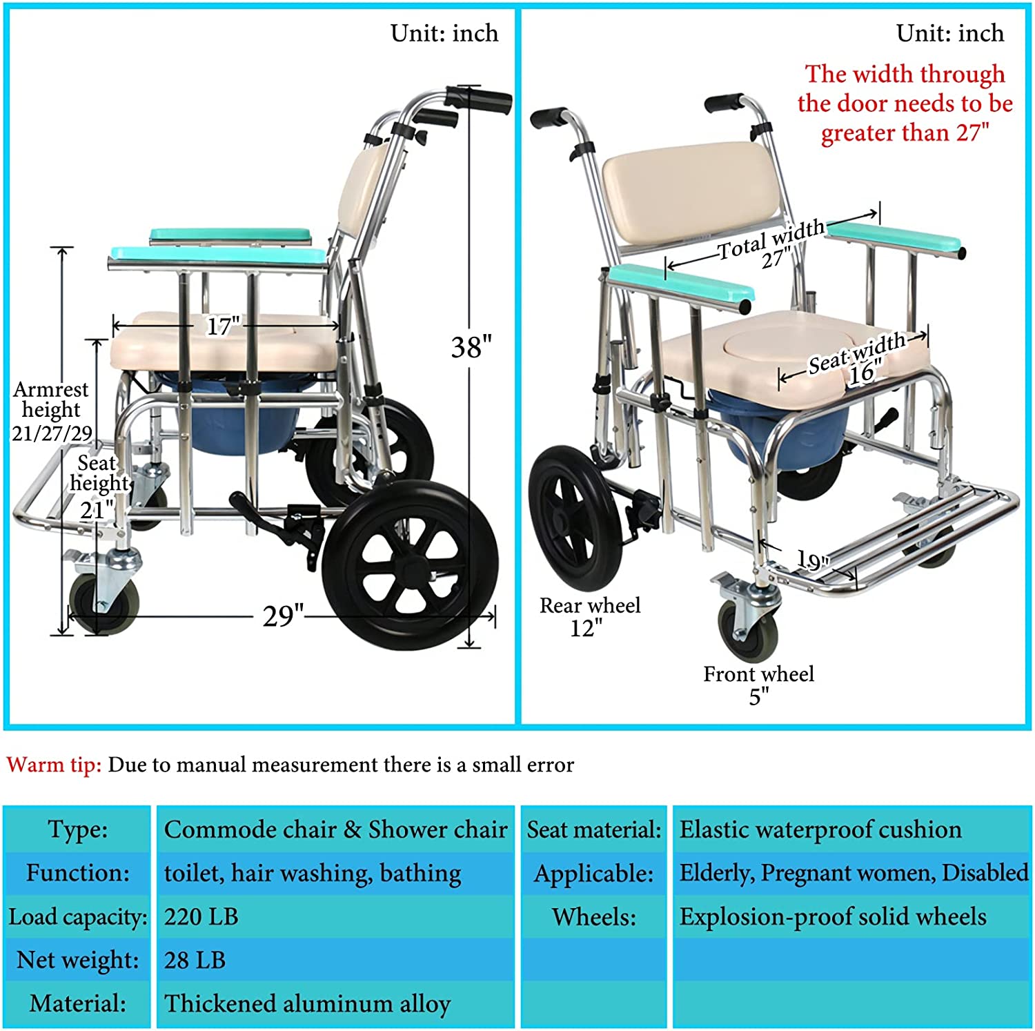 Reclining Tilt Shower Chair Stall with Adjustable Arms and Back I Adju ...