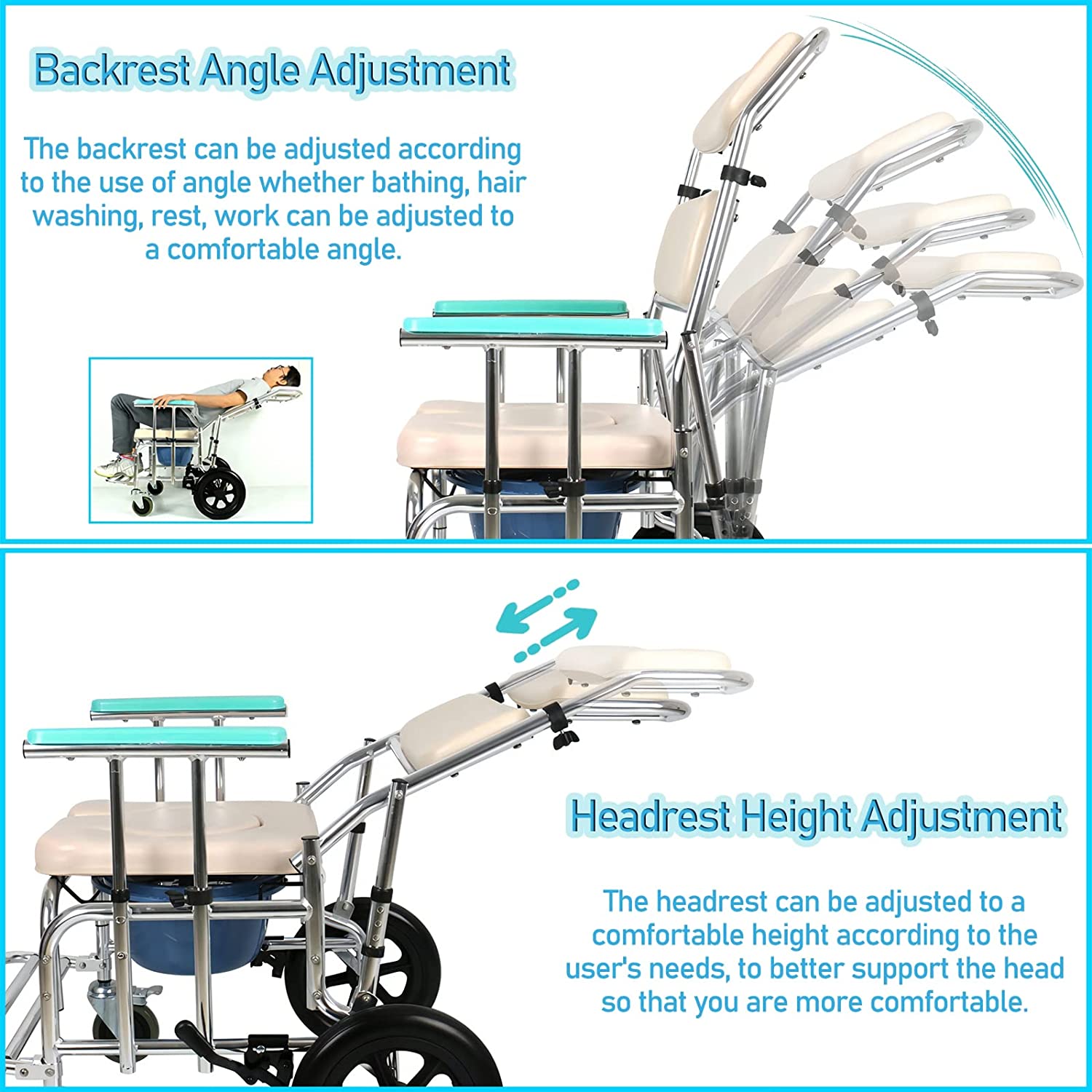 Reclining Tilt Shower Chair Stall with Adjustable Arms and Back I Adju ...