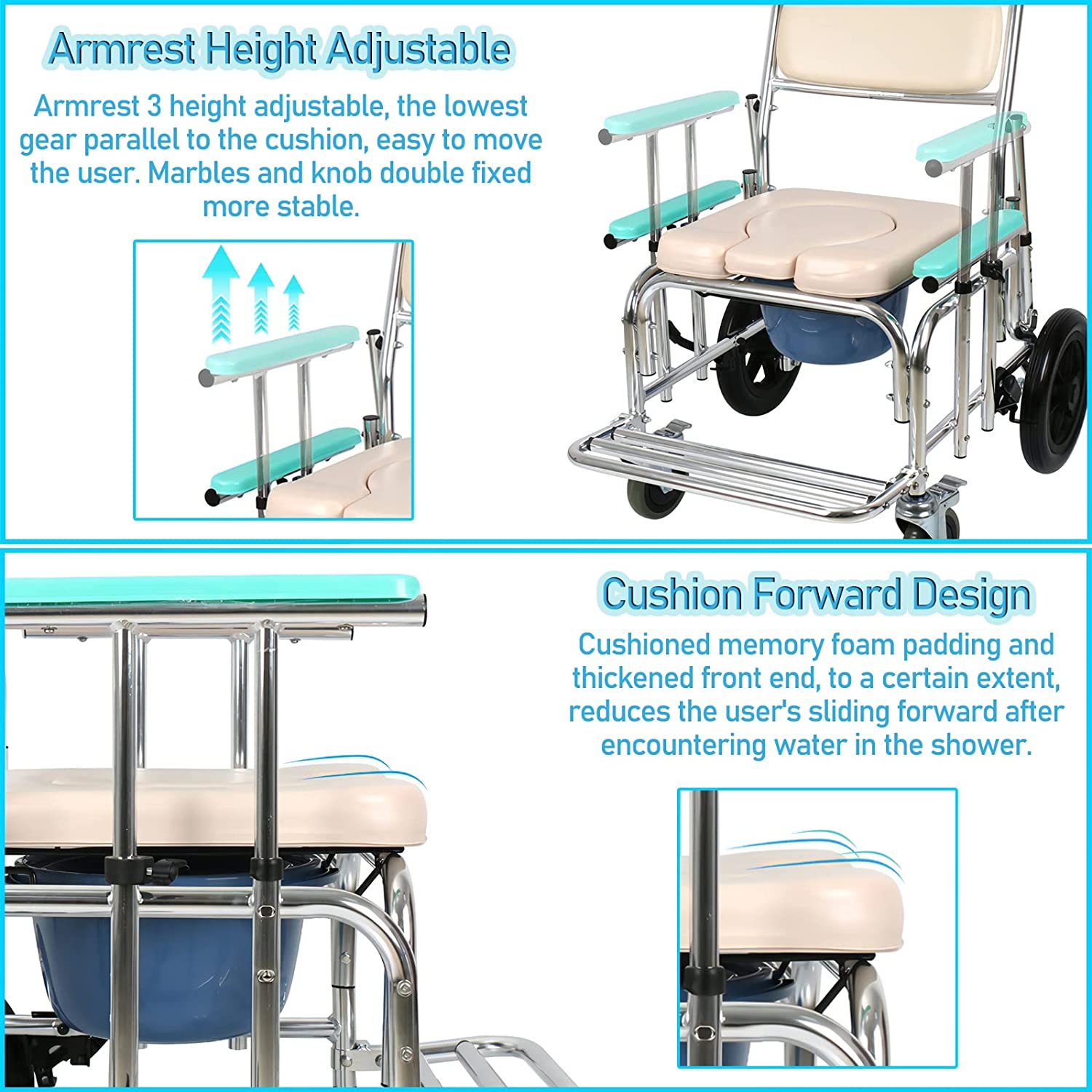 Reclining Tilt Shower Chair Stall with Adjustable Arms and Back I Adju ...