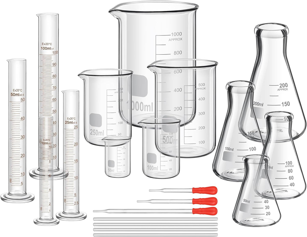 Essential Lab Glassware Set: 20 Pieces for Science Chemistry Experimen ...
