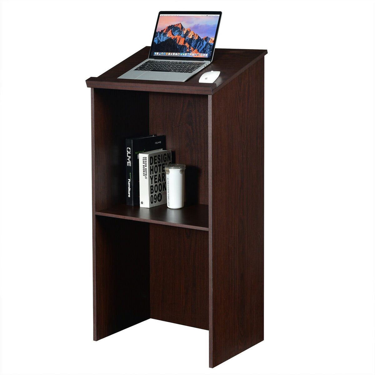 Lectern Wooden Floor Standing Podium Speaking Lectern Adjustable Shelf ...